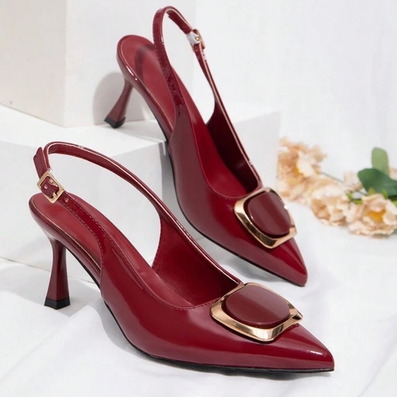 Shoes | Elegant Red Slingback Heels | Poshmark